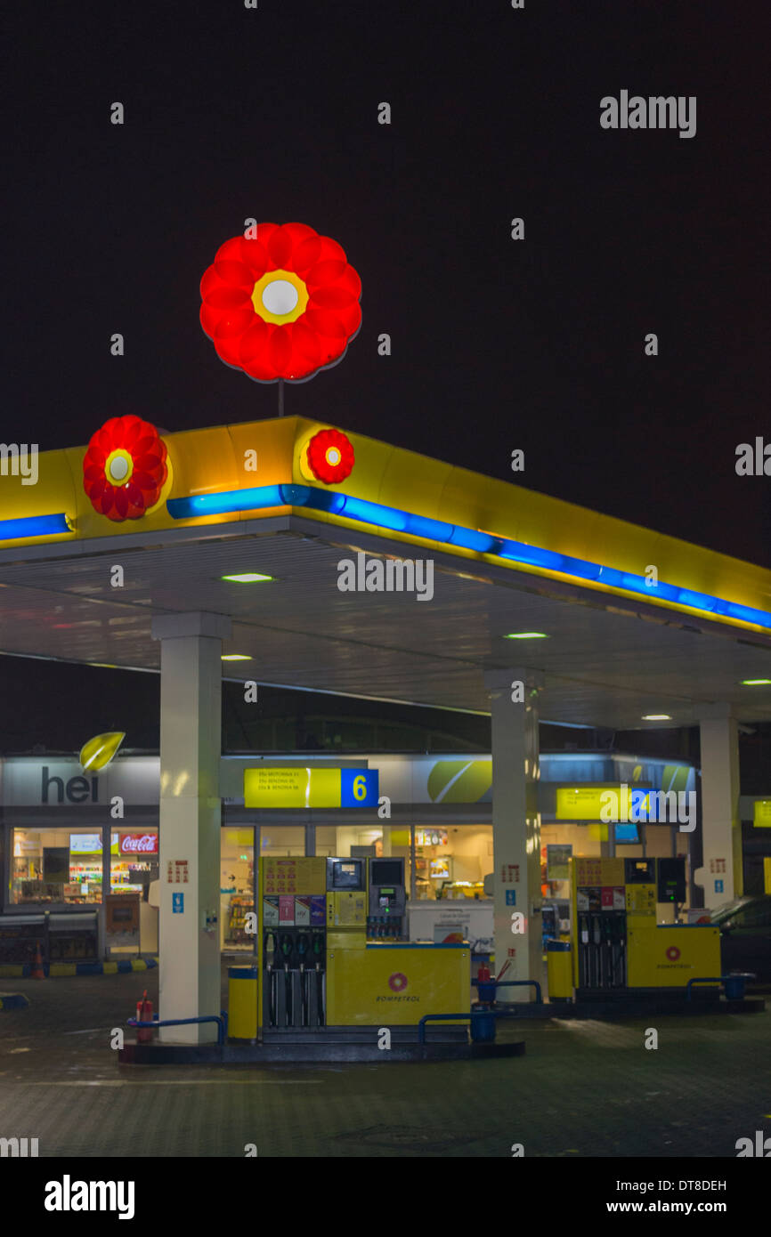 Rompetrol gas station in Bucharest, Romania Stock Photo - Alamy