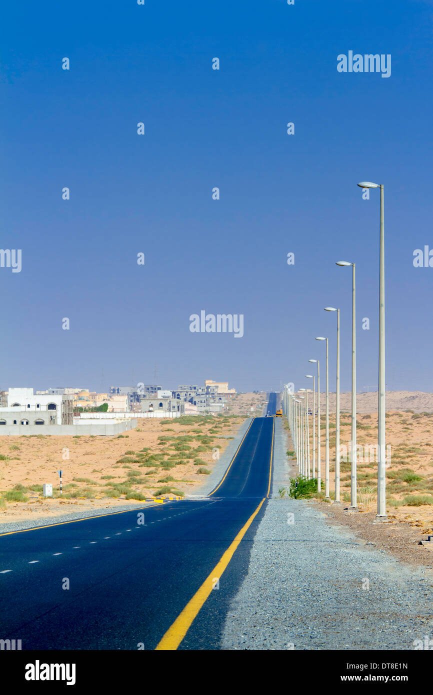 The perspective view of electric pole and asphalt road in Dubai, United ...