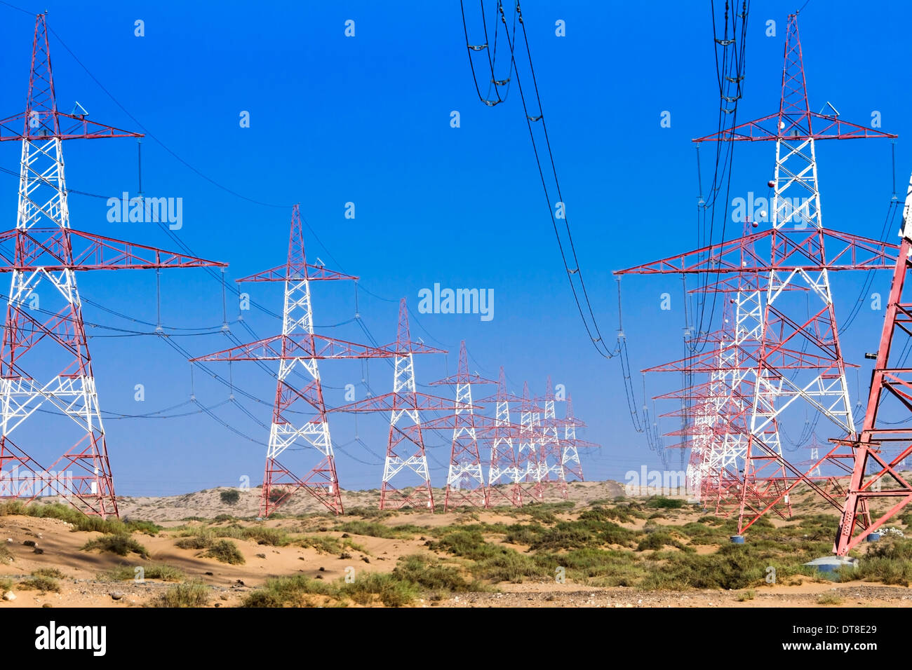 Electricity power pole on a sunny day in hot season Dubai, UAE United ...