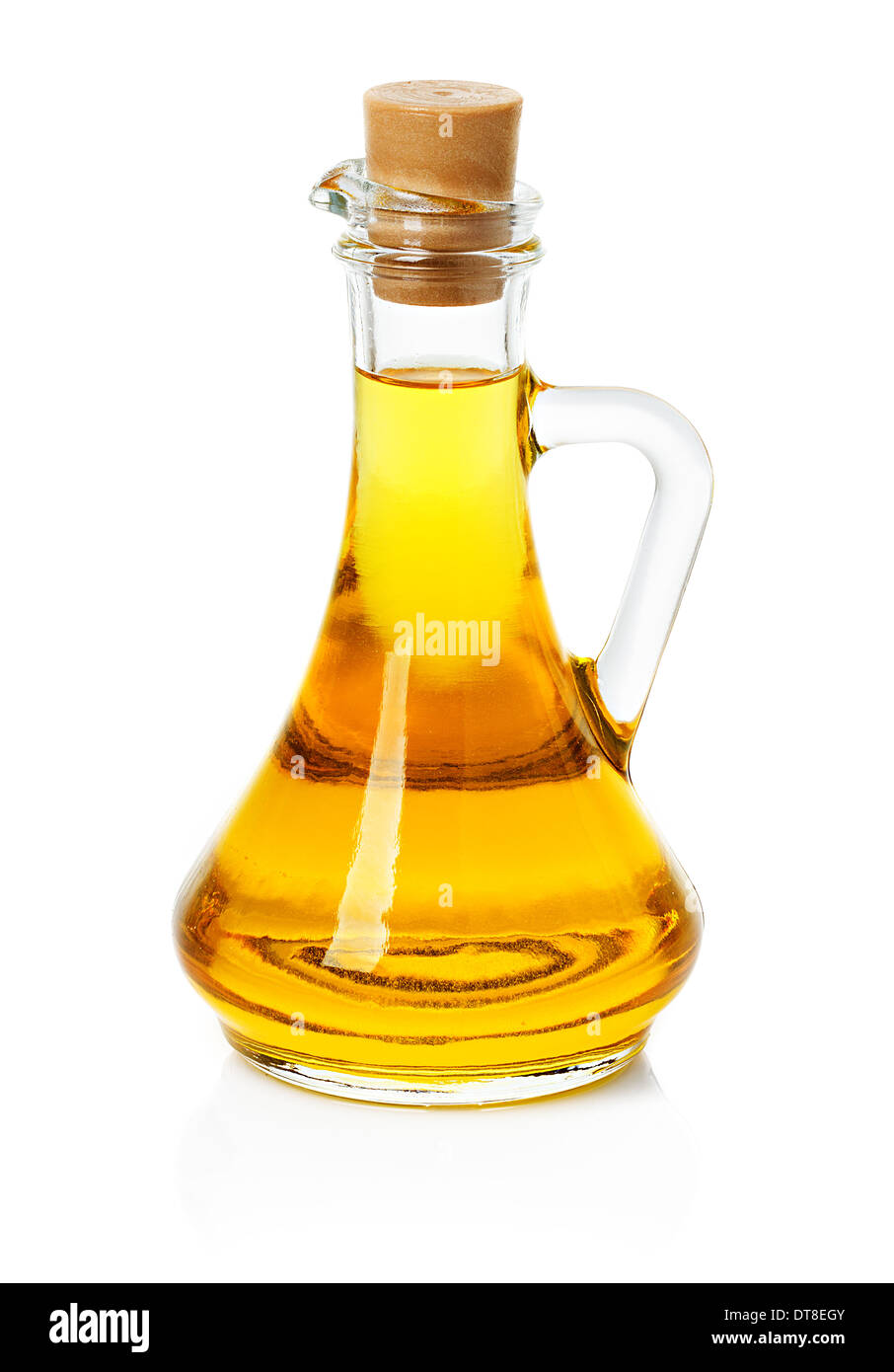 jar, decanter with olive or sunflower oil isolated on the white ...