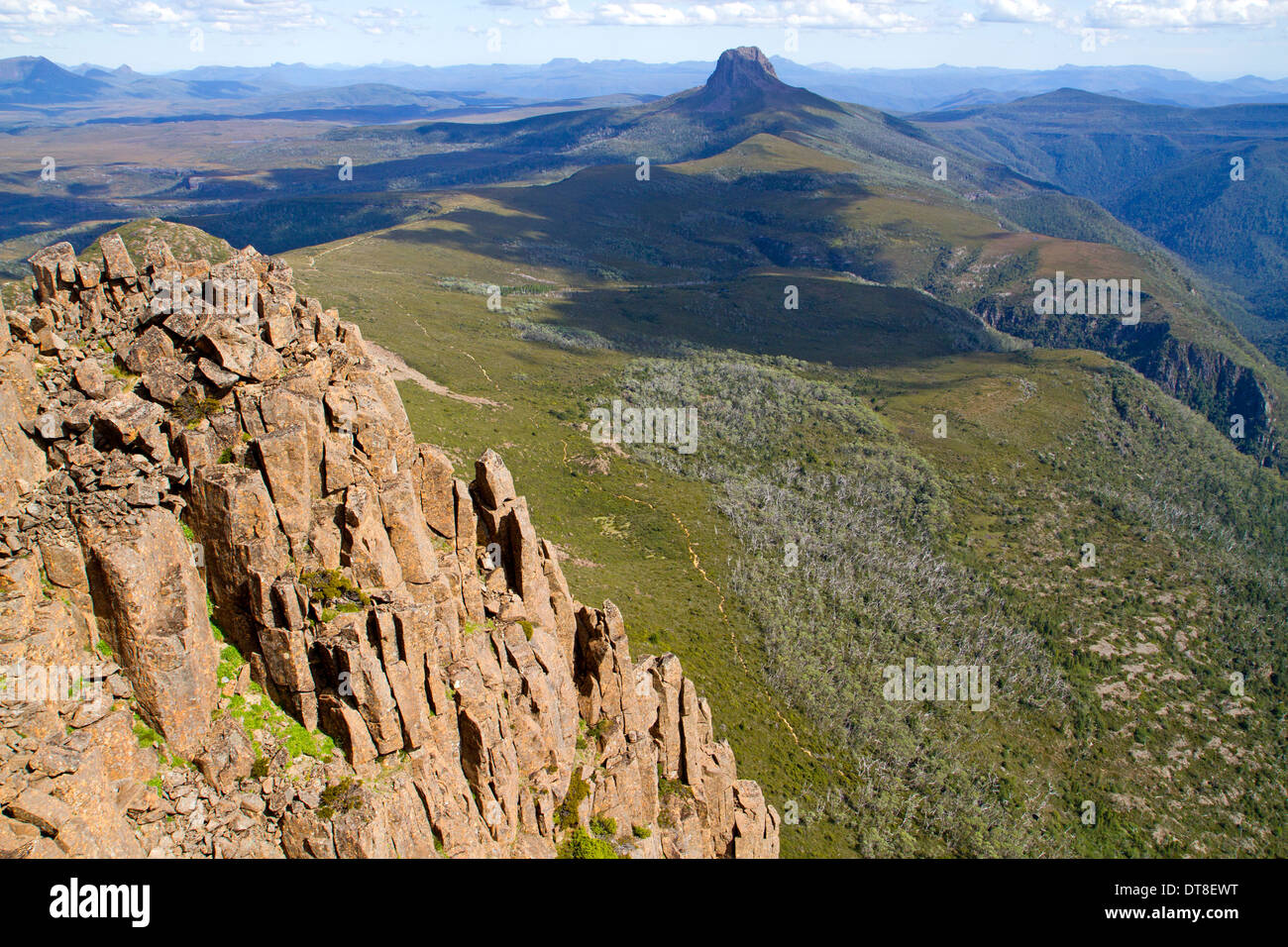 View from the summit of Cradle Mountain to Barn Bluff Stock Photo - Alamy