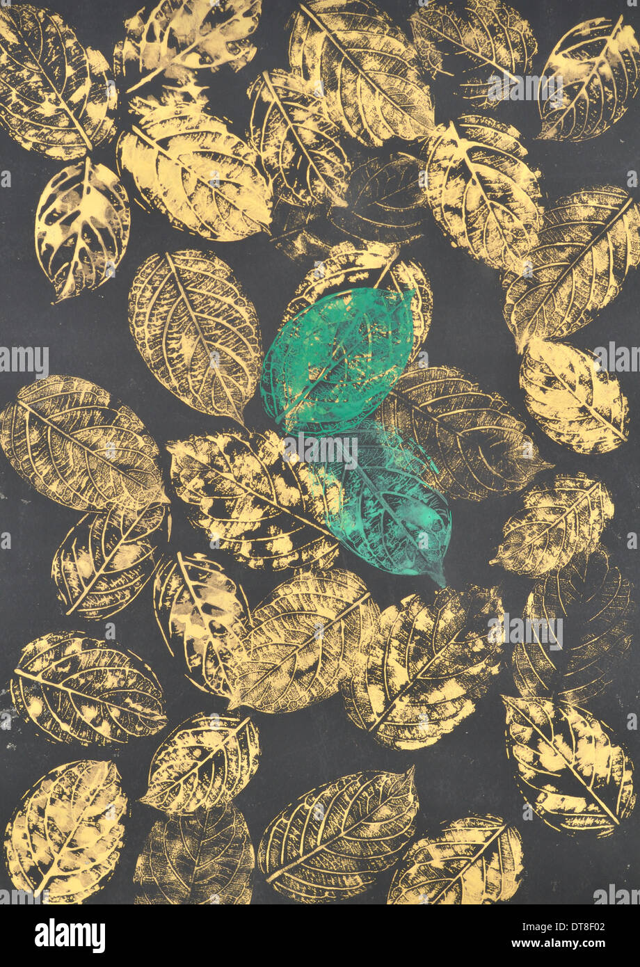 An original gold leaves stamp Stock Photo - Alamy