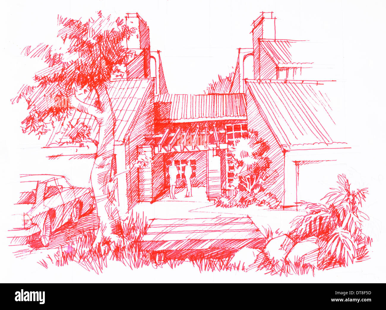 Original hand drawn, landscape and architechture Stock Photo - Alamy