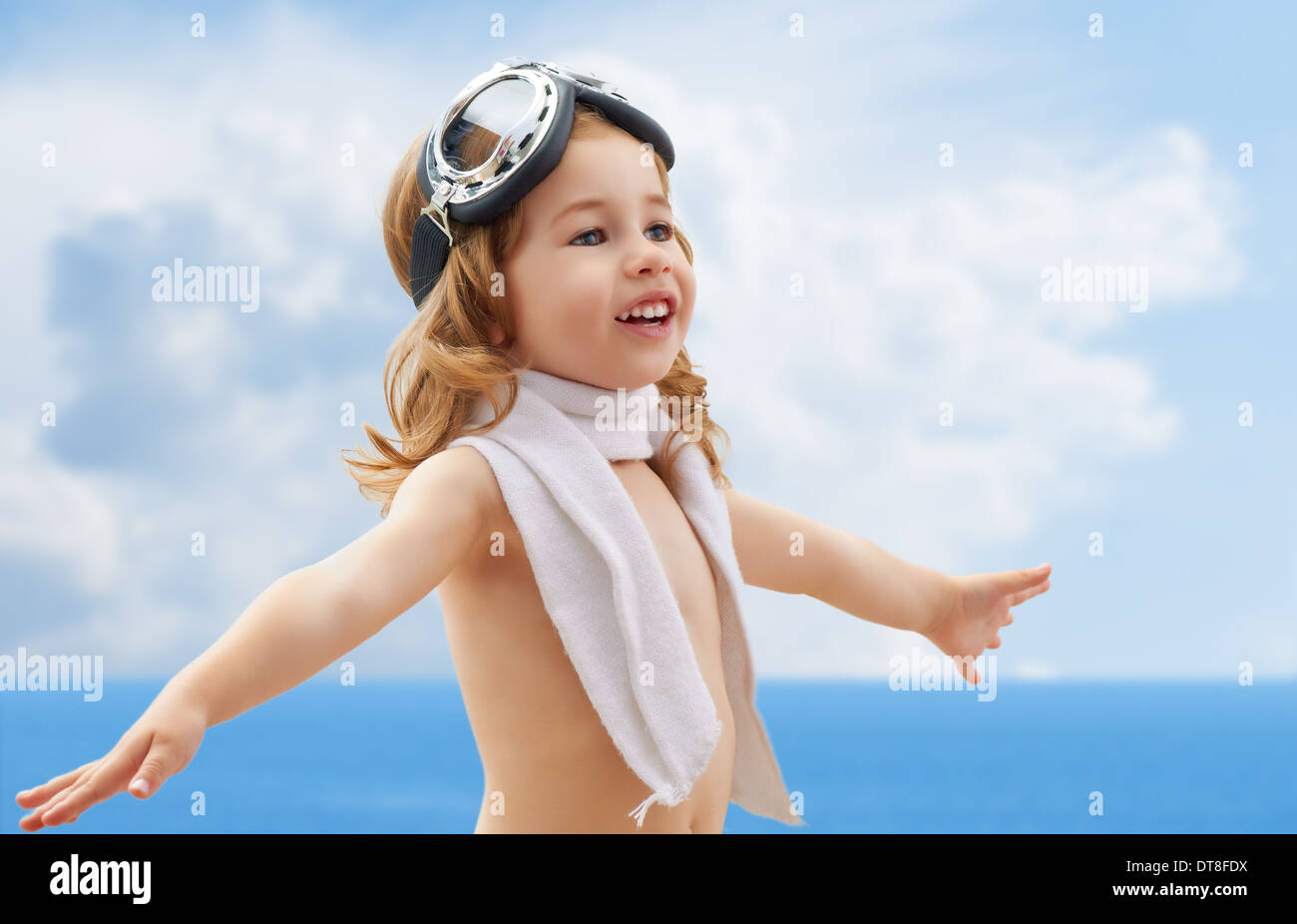 A child plays an airplane pilot Stock Photo - Alamy