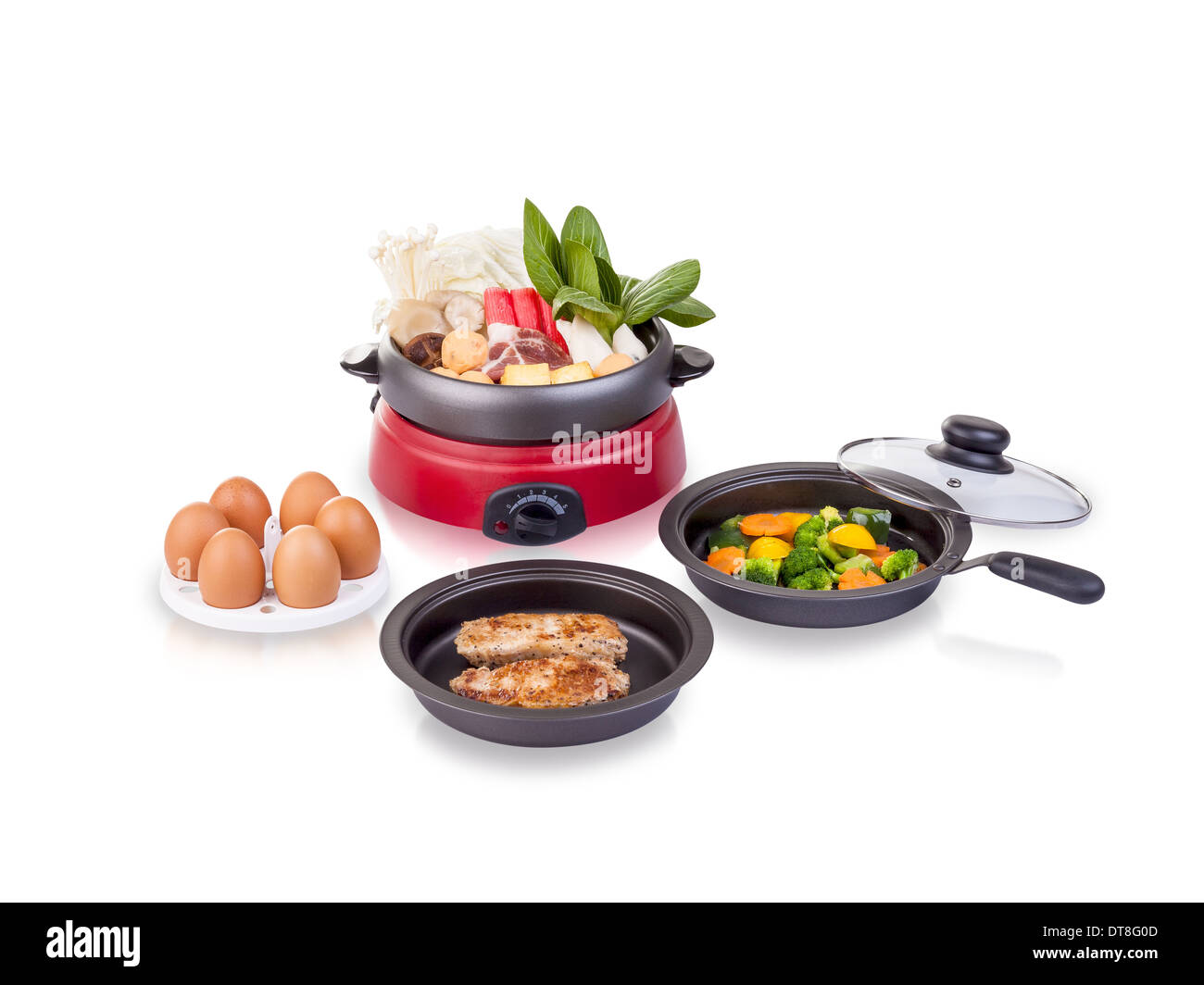 Electric cooking pot isolated on white background Stock Photo - Alamy