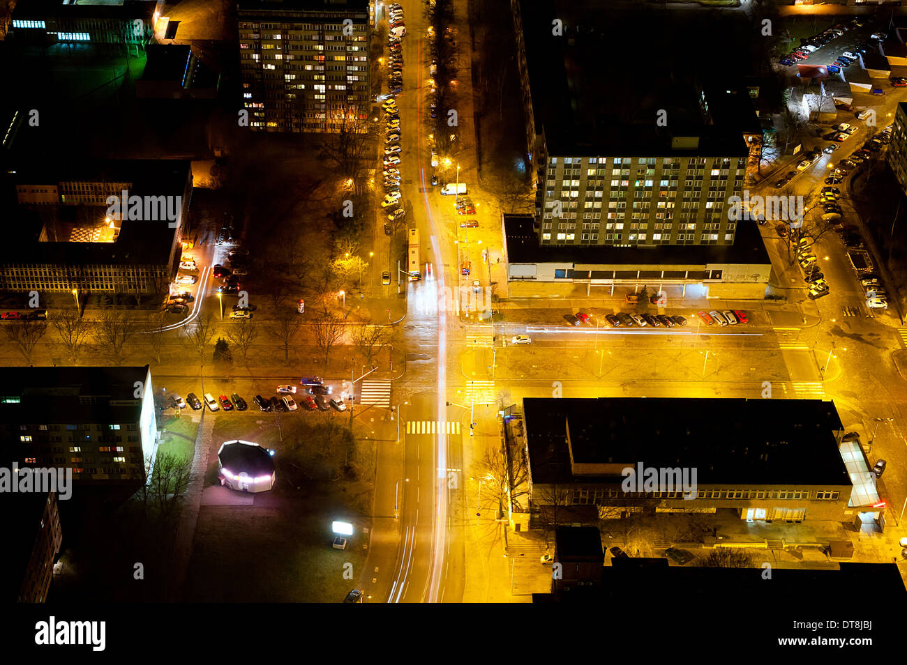 view of crossroads by night Stock Photo - Alamy