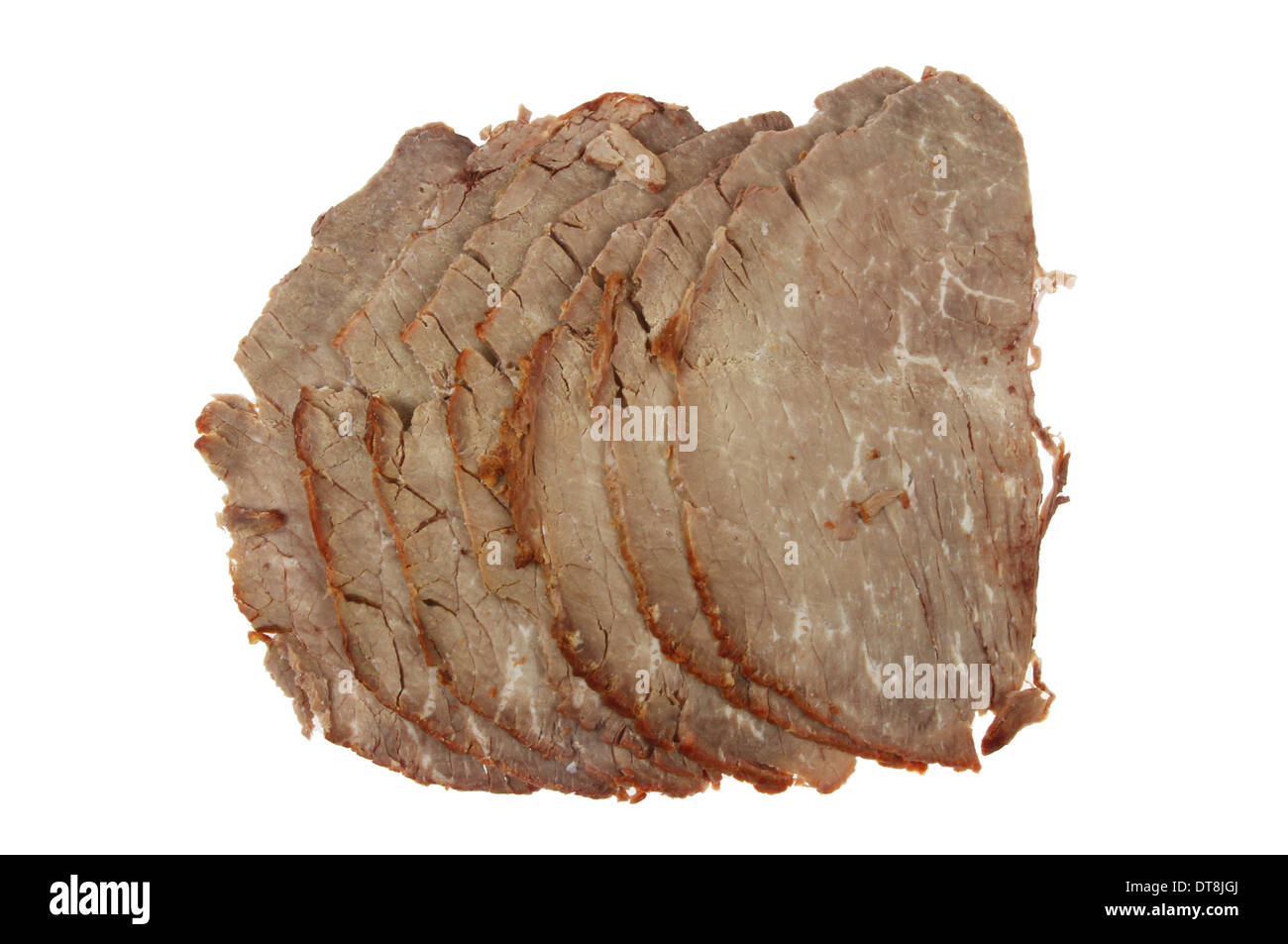 Slices of cold roast beef isolated against white Stock Photo - Alamy