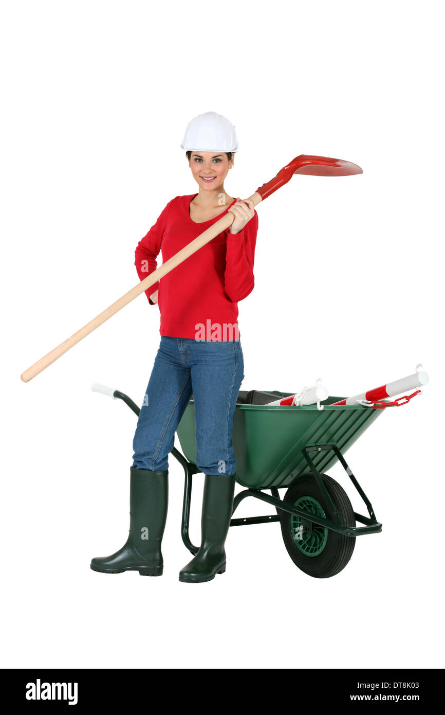 Construction worker woman wearing Cut Out Stock Images & Pictures - Alamy