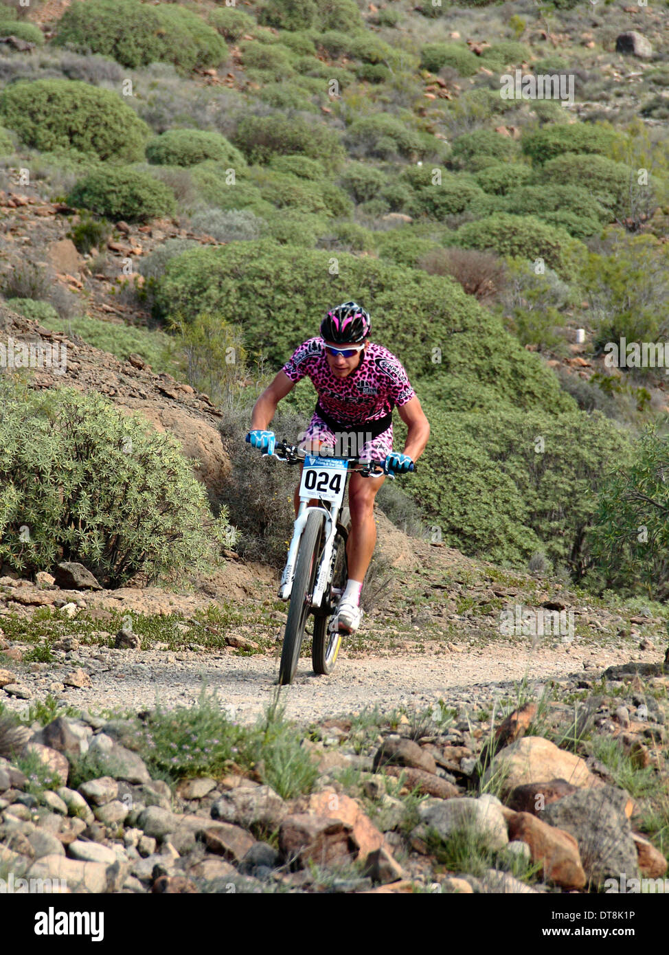 A mountainbike rider competing in an off road trial Stock Photo - Alamy
