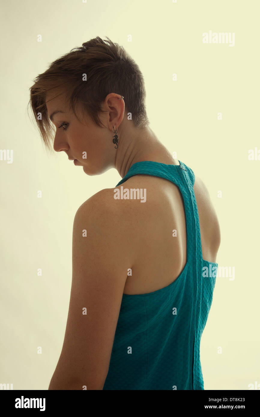 Retro Girl with Short Hair from the Back Stock Photo - Alamy