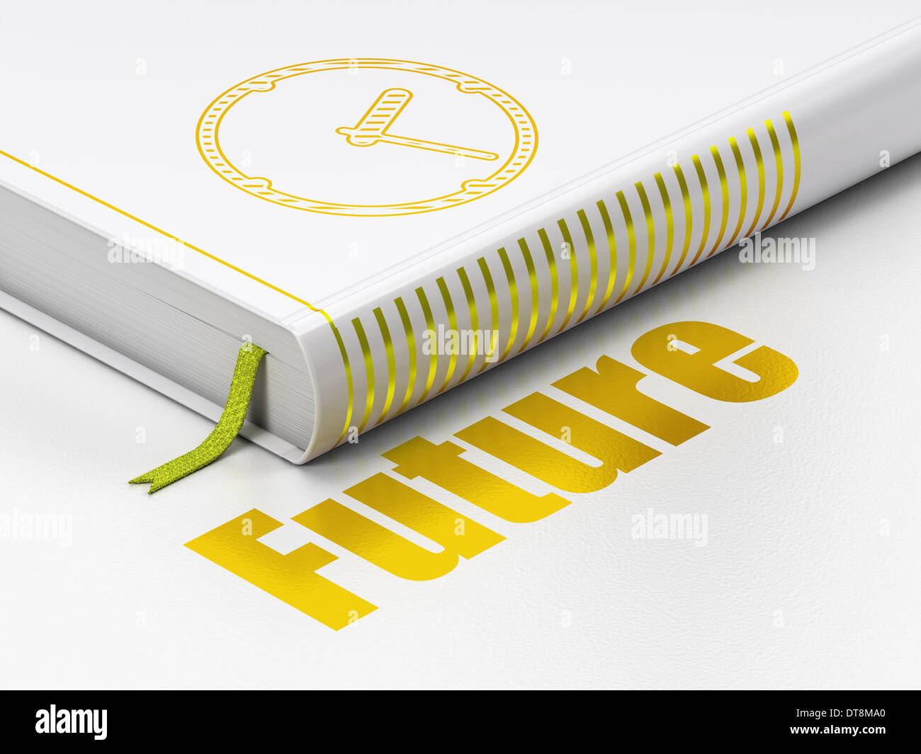 Timeline concept: book Clock, Future on white background Stock Photo ...