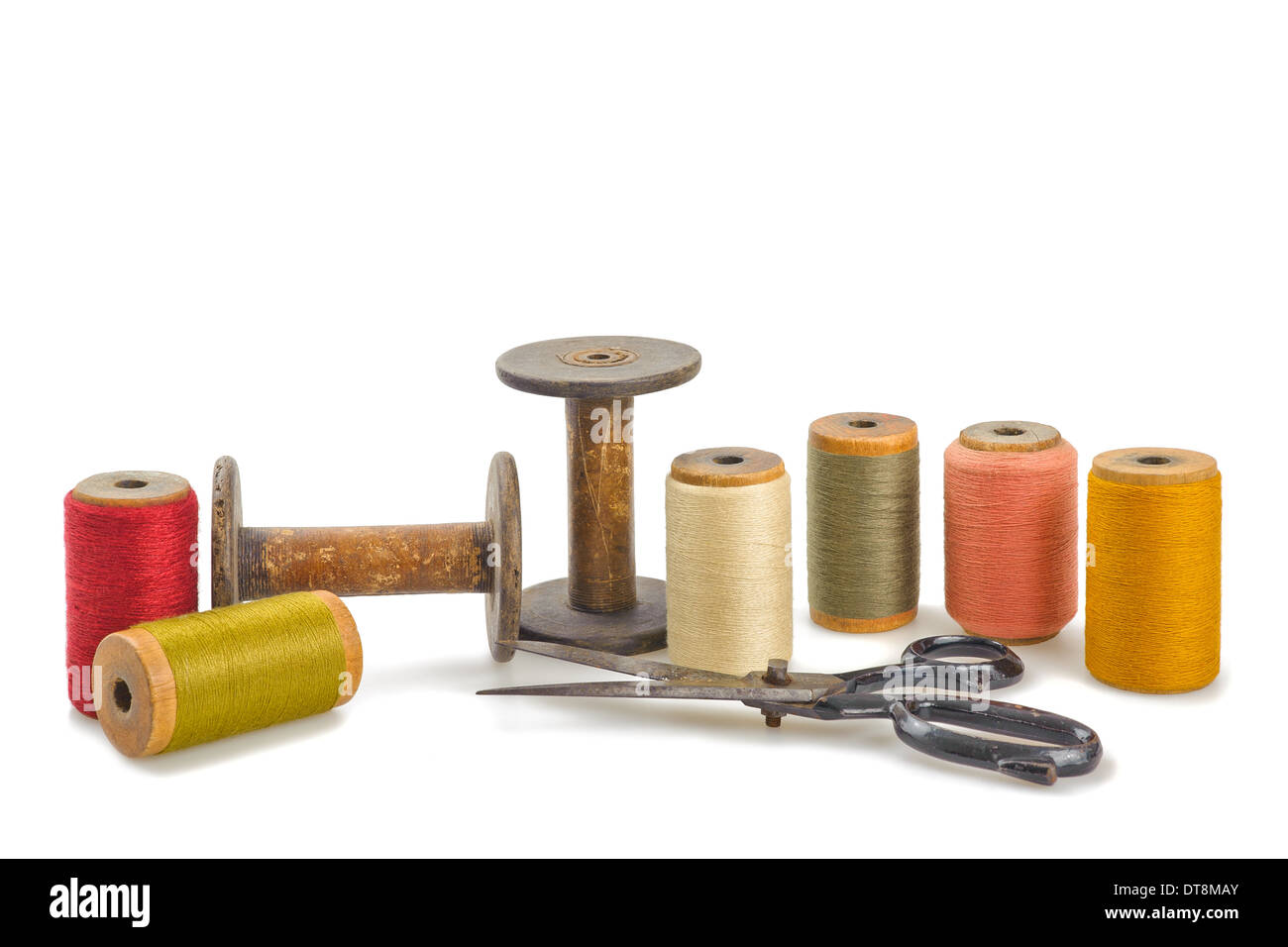 Thread spools on sewing Cut Out Stock Images & Pictures - Alamy