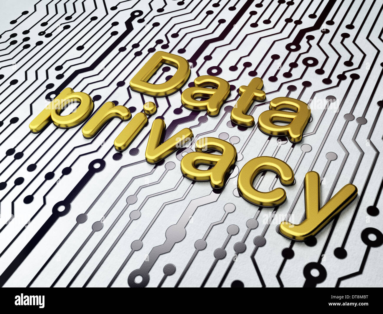Golden Data Privacy on Circuit Board background Stock Photo - Alamy