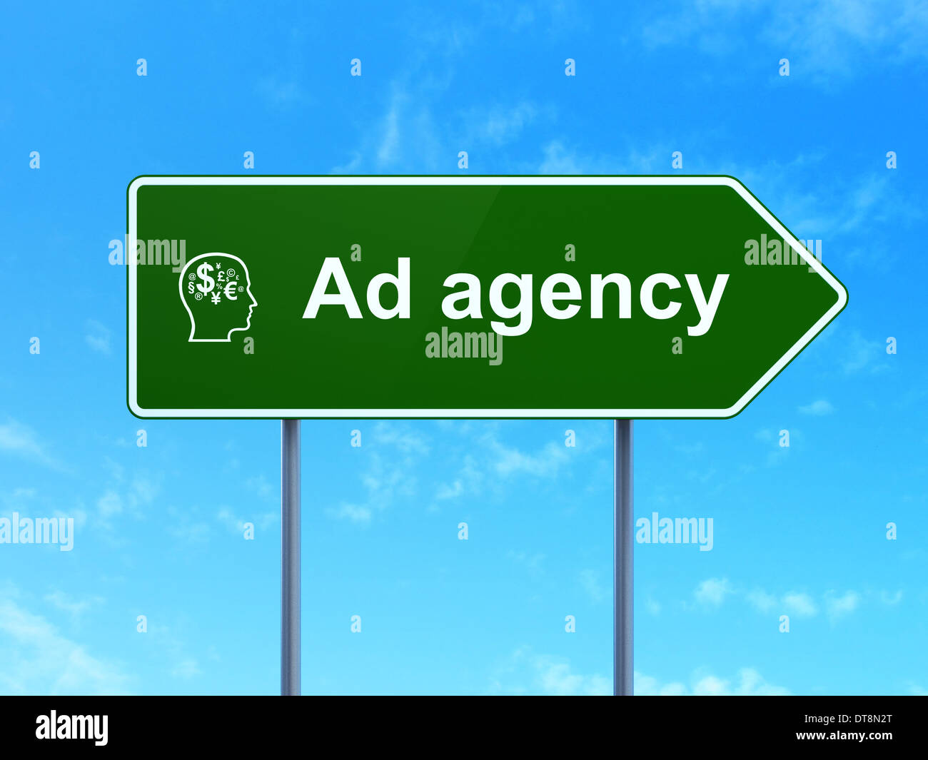 Advertising concept: Ad Agency and Head With Finance Symbol Stock Photo ...