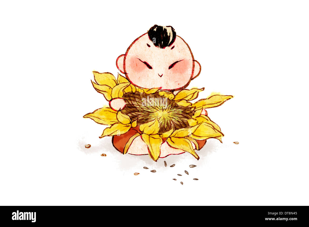 Boy eating sunflower seed Stock Photo - Alamy