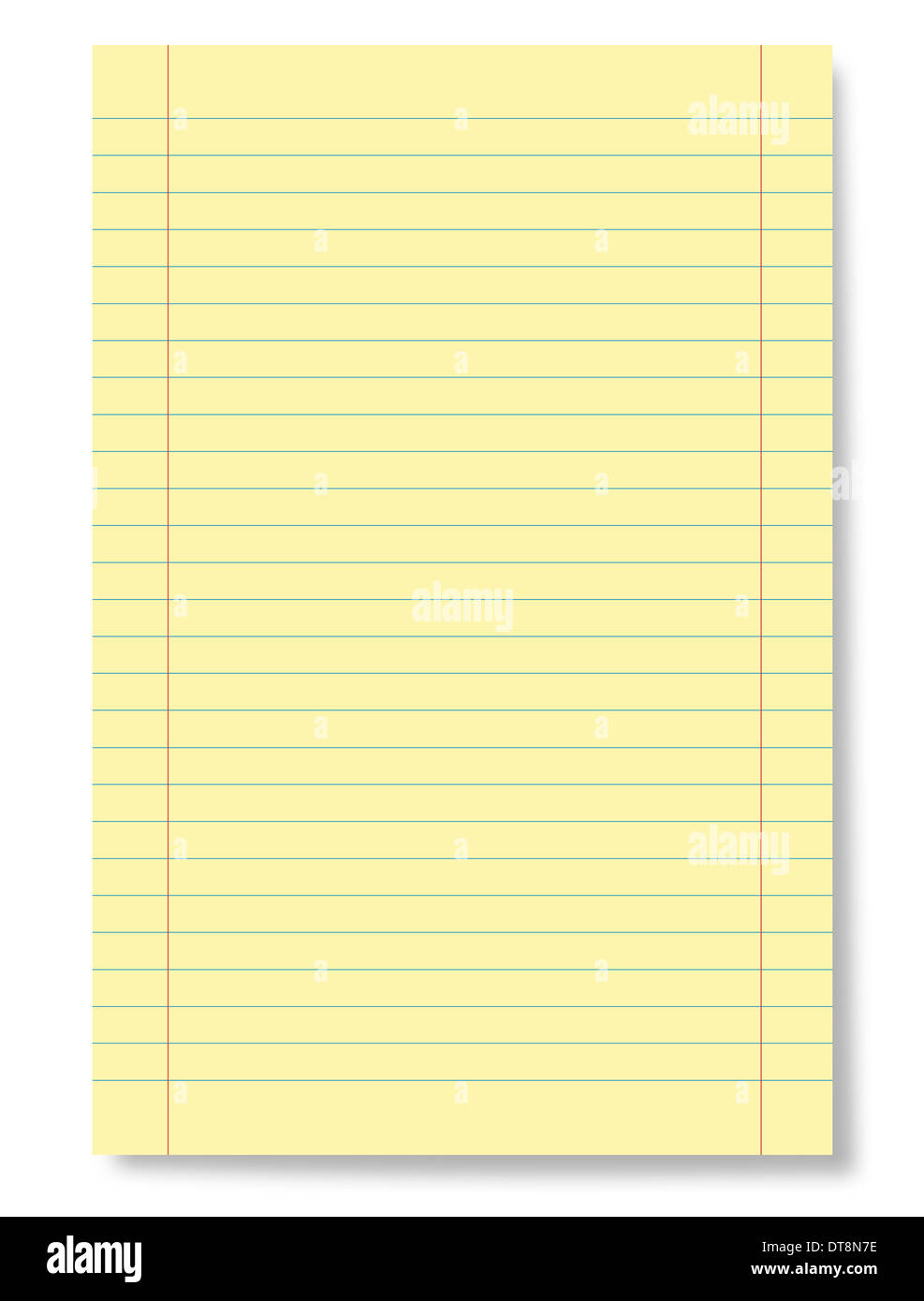 Yellow Paper sheet with stripes isolated on white Stock Photo - Alamy