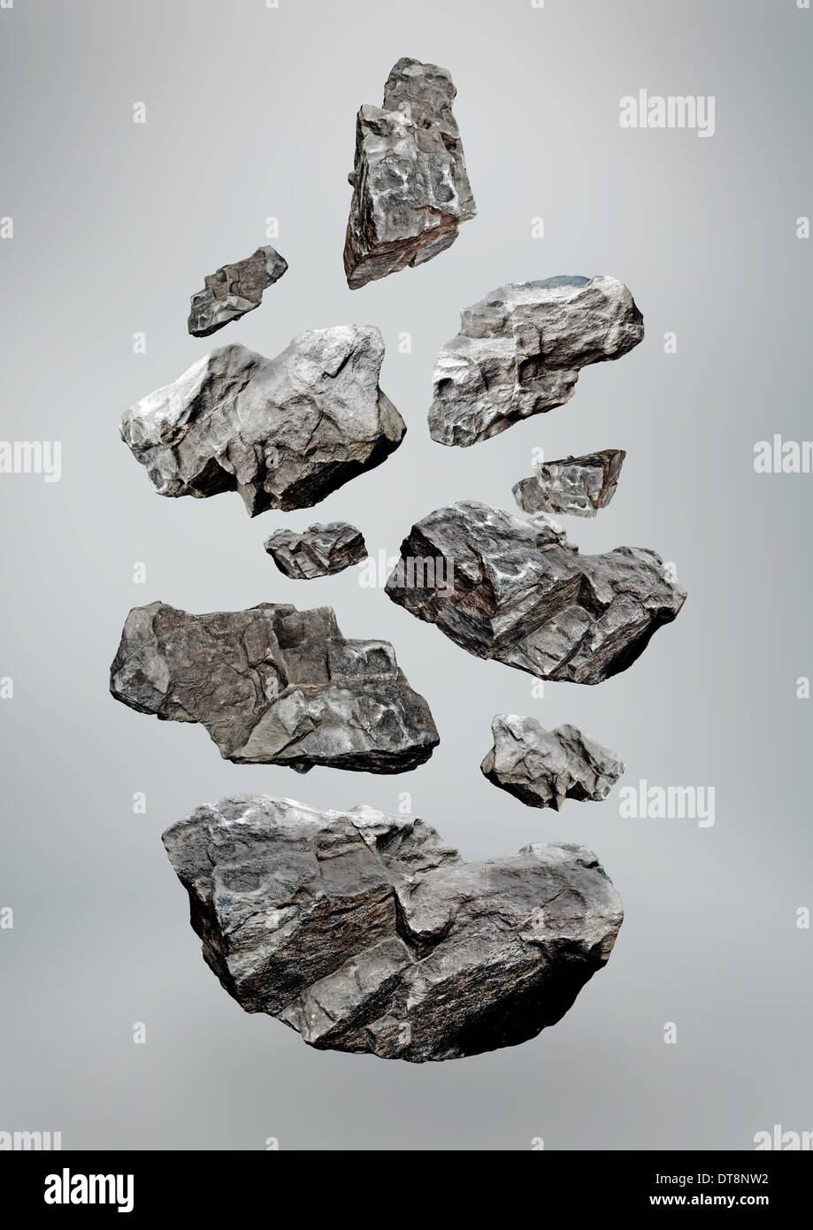 Different rocks floating Stock Photo - Alamy
