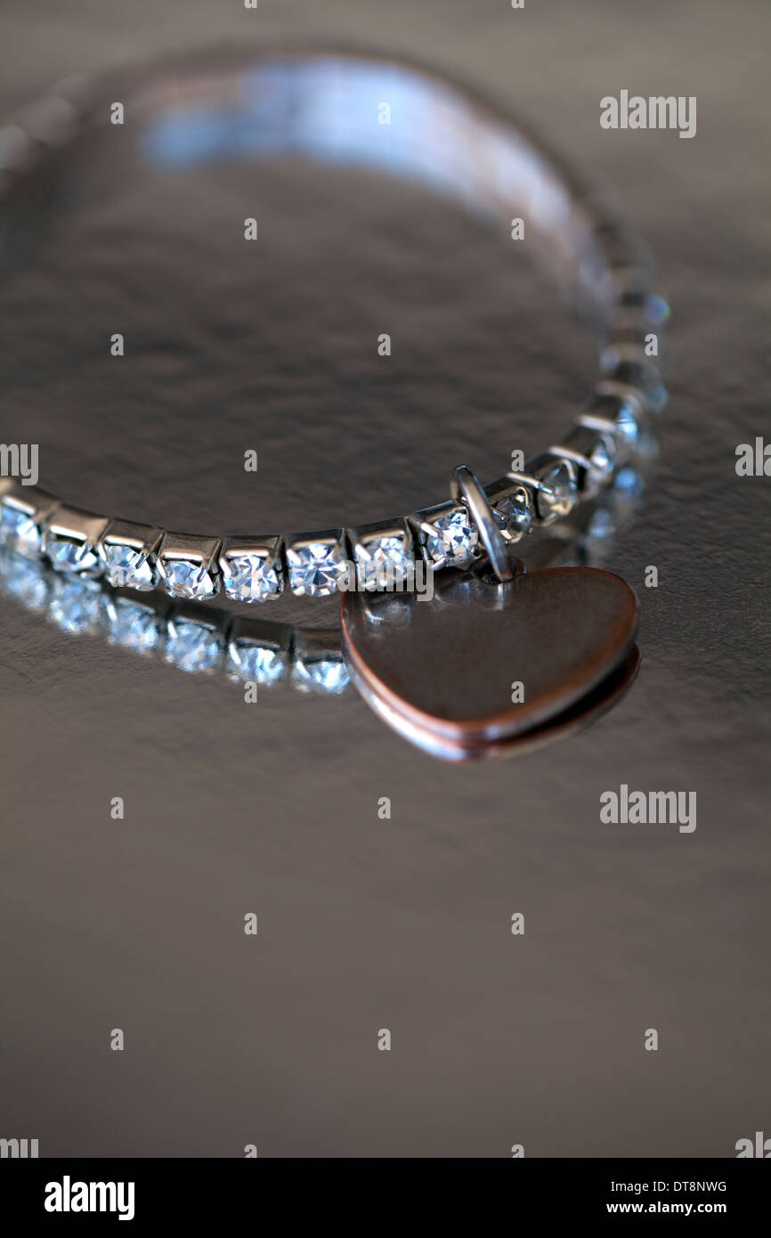 Diamond Bracelet with Heart Stock Photo - Alamy