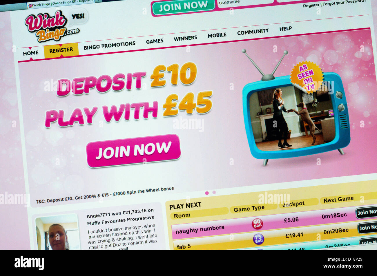 The Wink Bingo website Stock Photo - Alamy