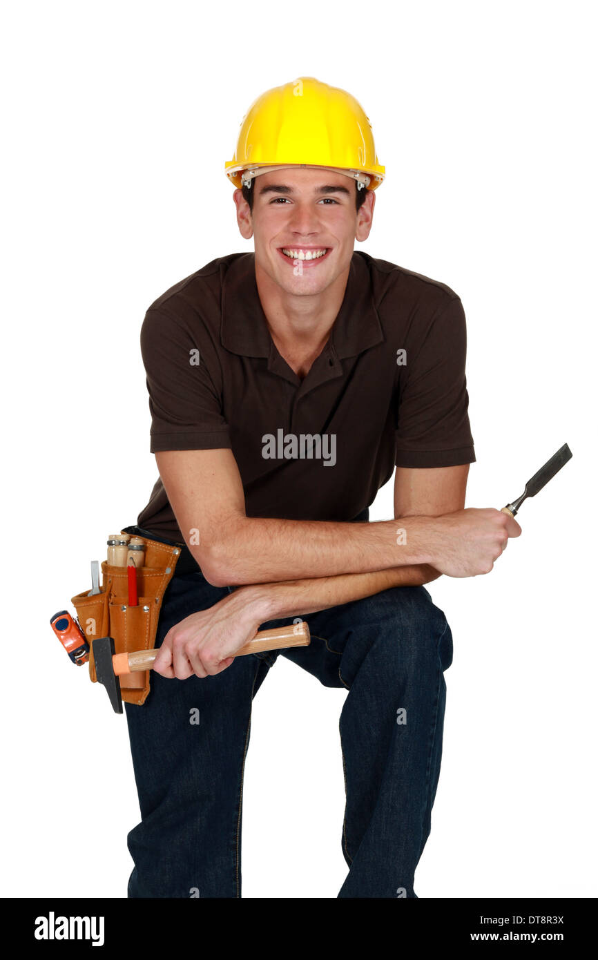 happy laborer, studio shot Stock Photo - Alamy