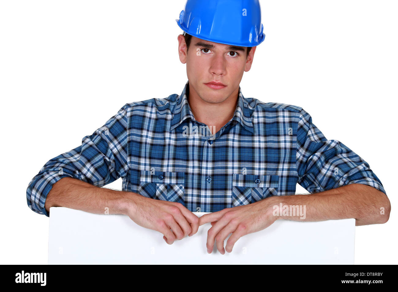 Builder looking upset Stock Photo - Alamy