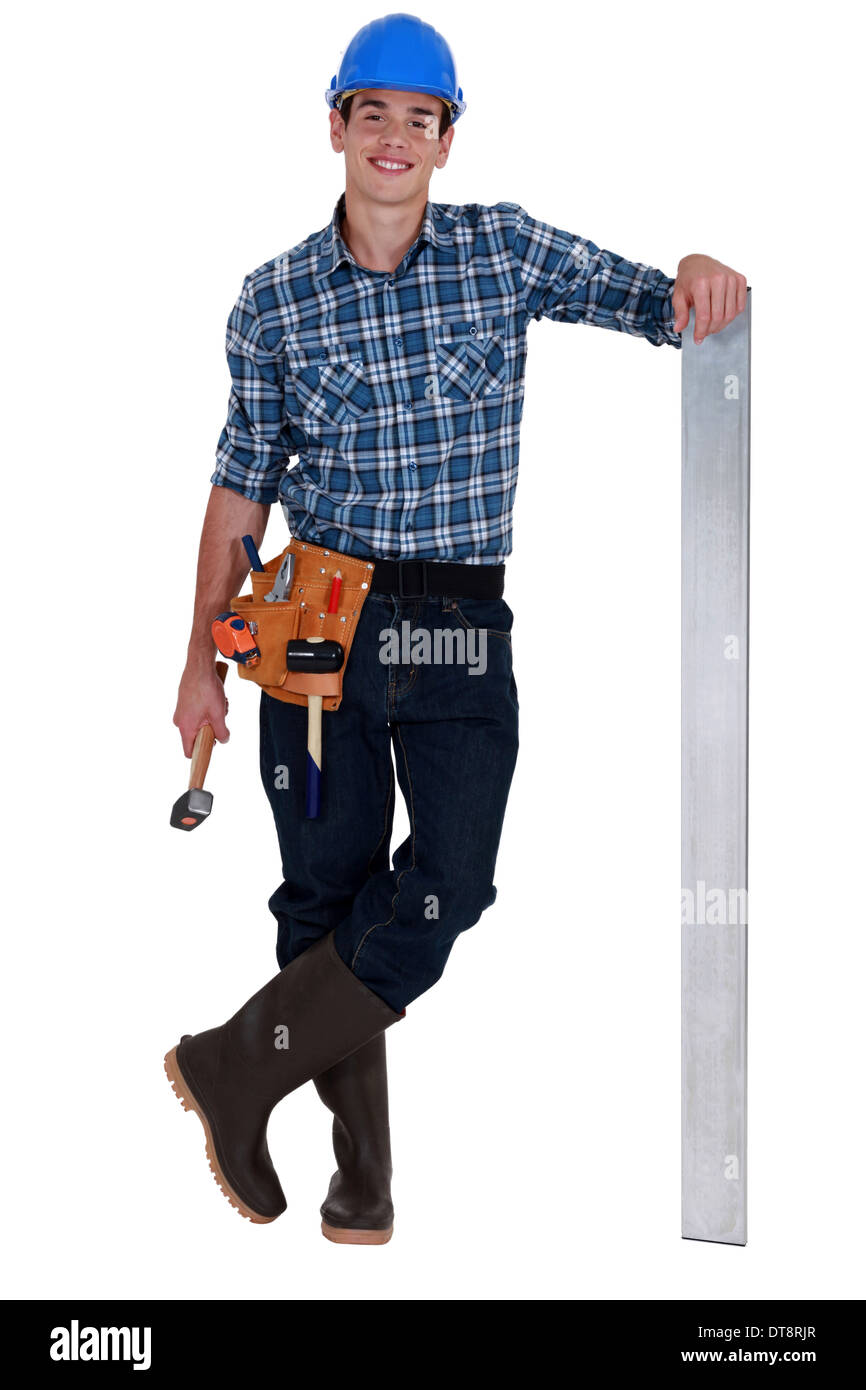 Worker with a hammer Stock Photo - Alamy