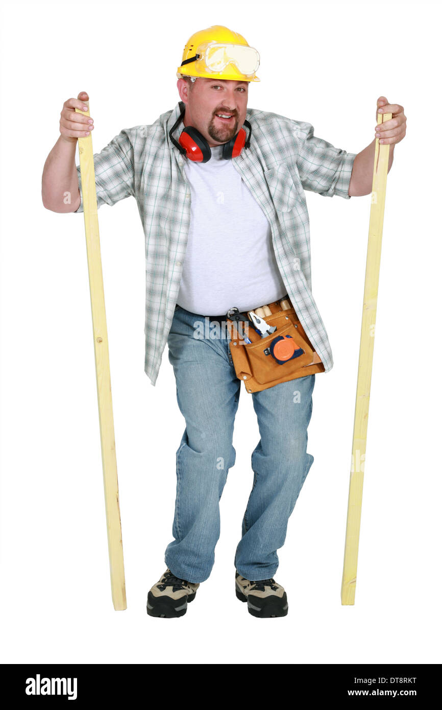 craftsman in a funny position Stock Photo - Alamy