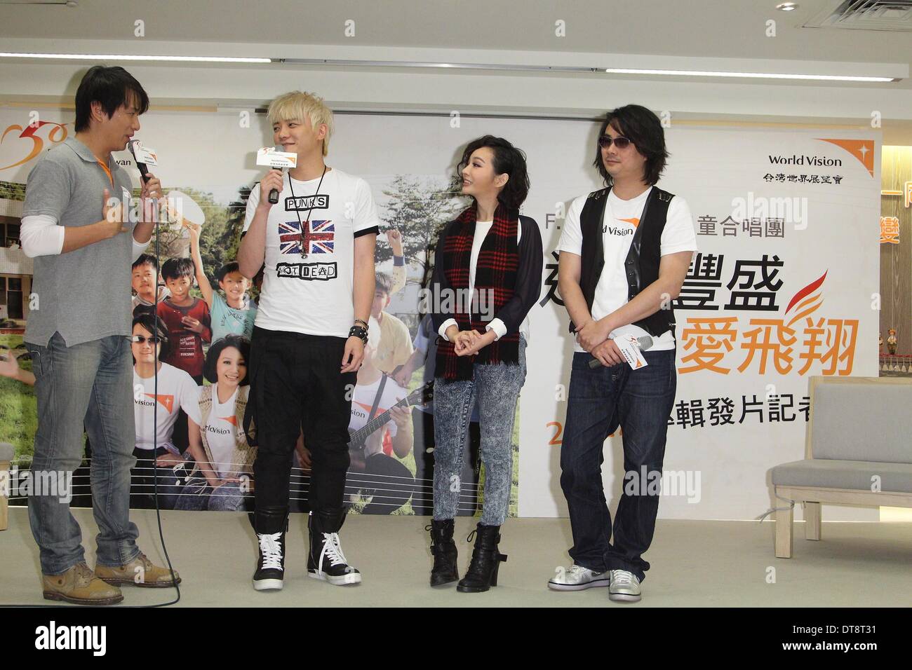 Taipei, Taiwan. 11th Feb, 2014. Taiwan pop group F.I.R. attend press ...