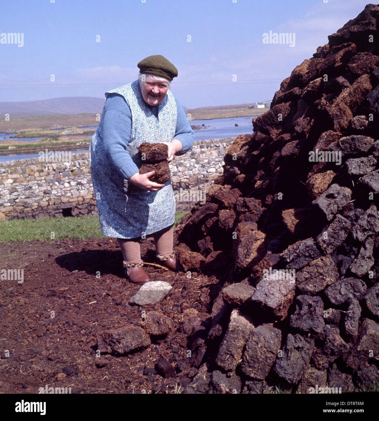 1960s, historical picture, on North Uist, an elderly female crofter ...