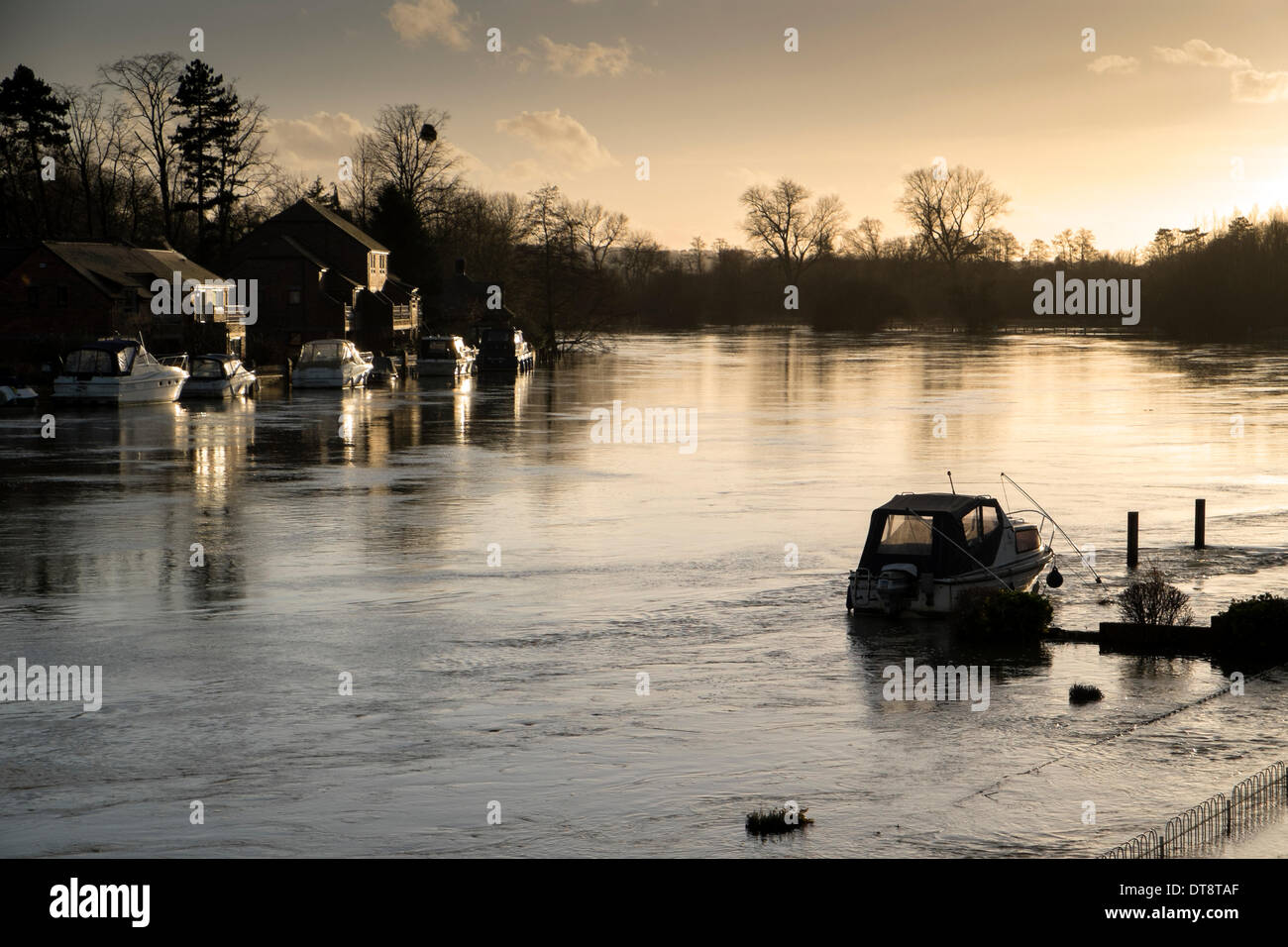 River Thames upstream from Marlow bridge Bucks UK flooded due to ...