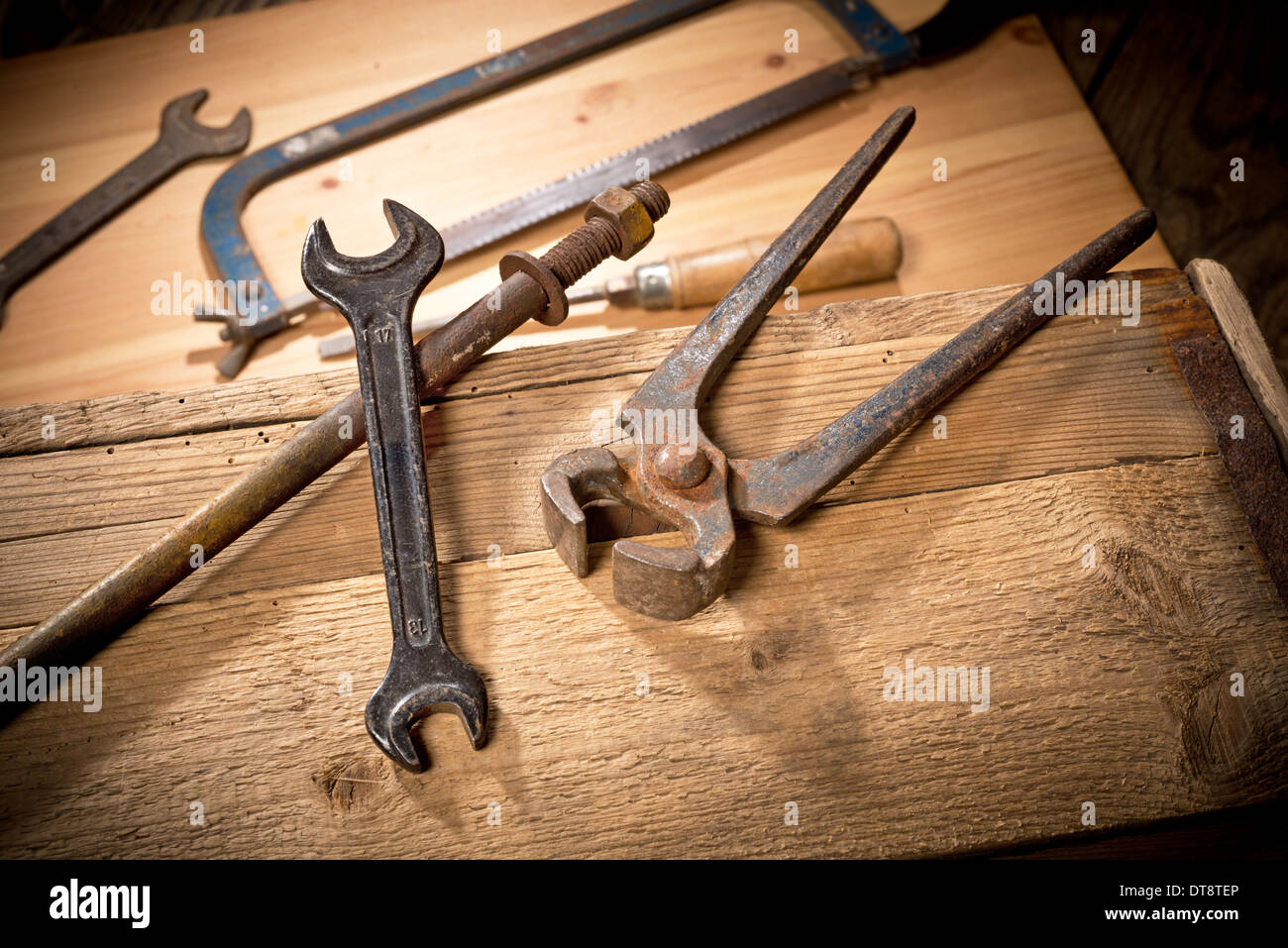 still life with old tools in the workroom Stock Photo - Alamy