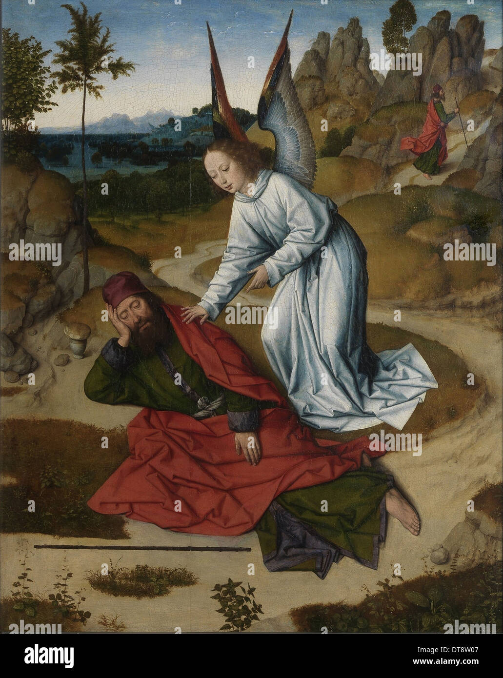 The Last Supper altarpiece: Elijah in the wilderness (right wing), 1464 ...