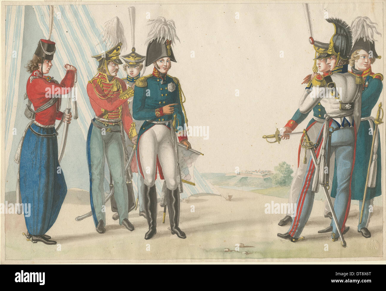 Tsar Alexander I and Russian officers, 1815. Artist: Finert (Finart ...