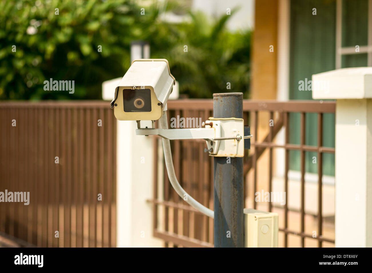 CCTV Camera in front of the village, residence Stock Photo - Alamy