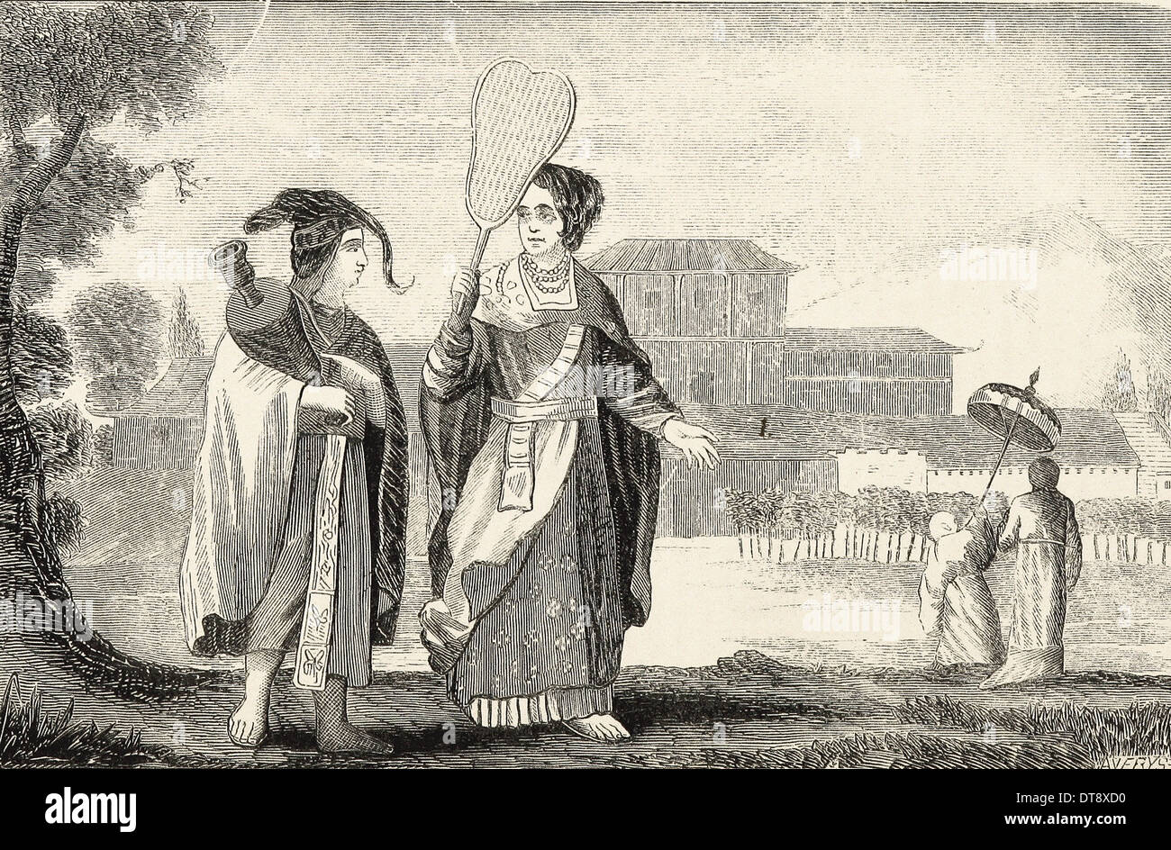 Japanese women british engraving xix th century hi-res stock ...