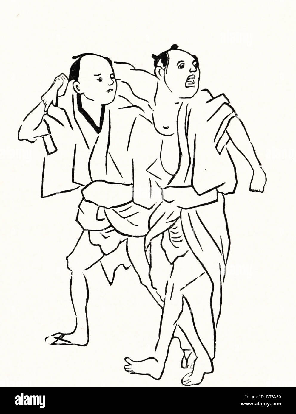 Saki-drunk - Japanese drawing XIX th century Stock Photo - Alamy