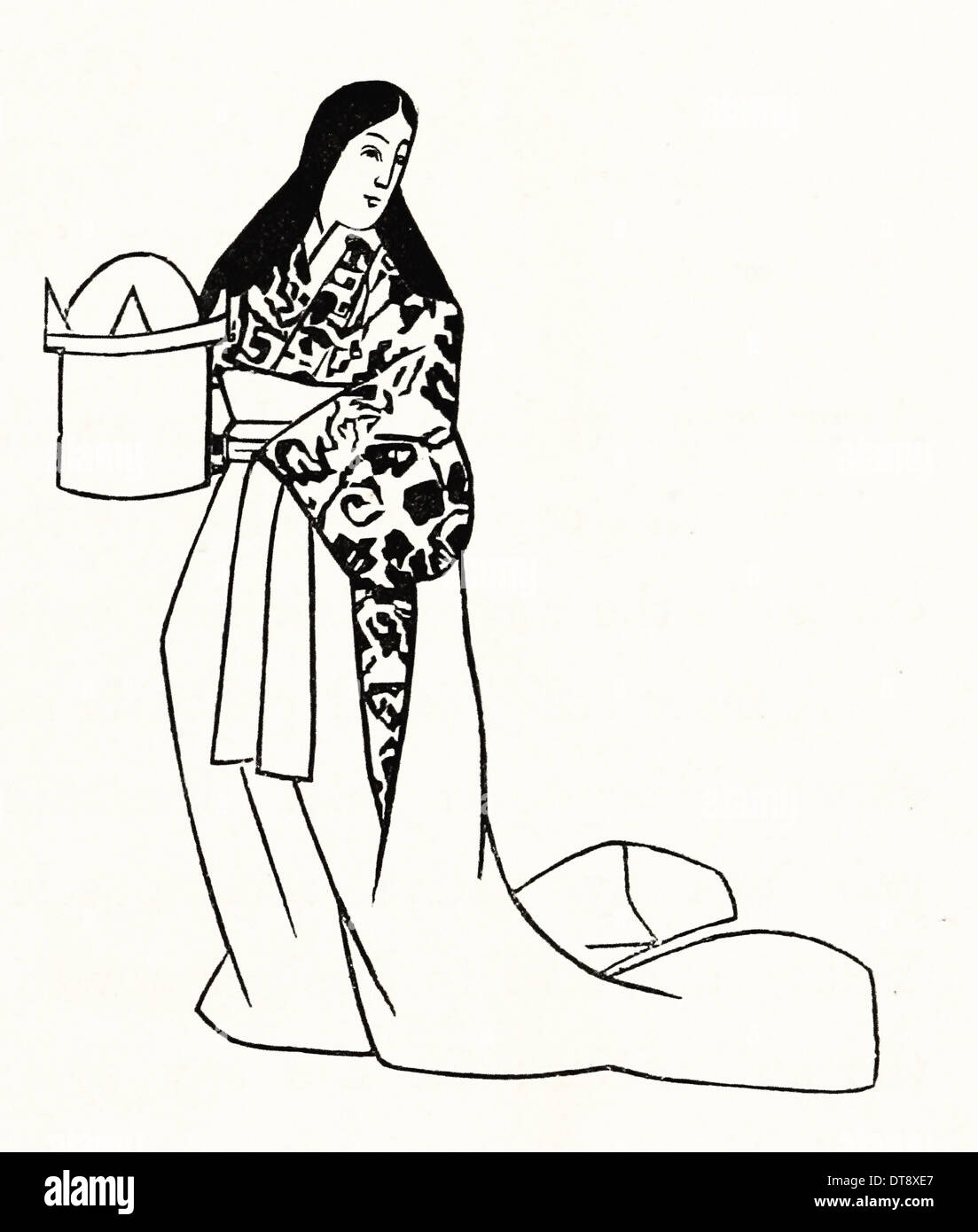 Lady waiting on the mikado japanese drawing xix th century hi-res stock ...