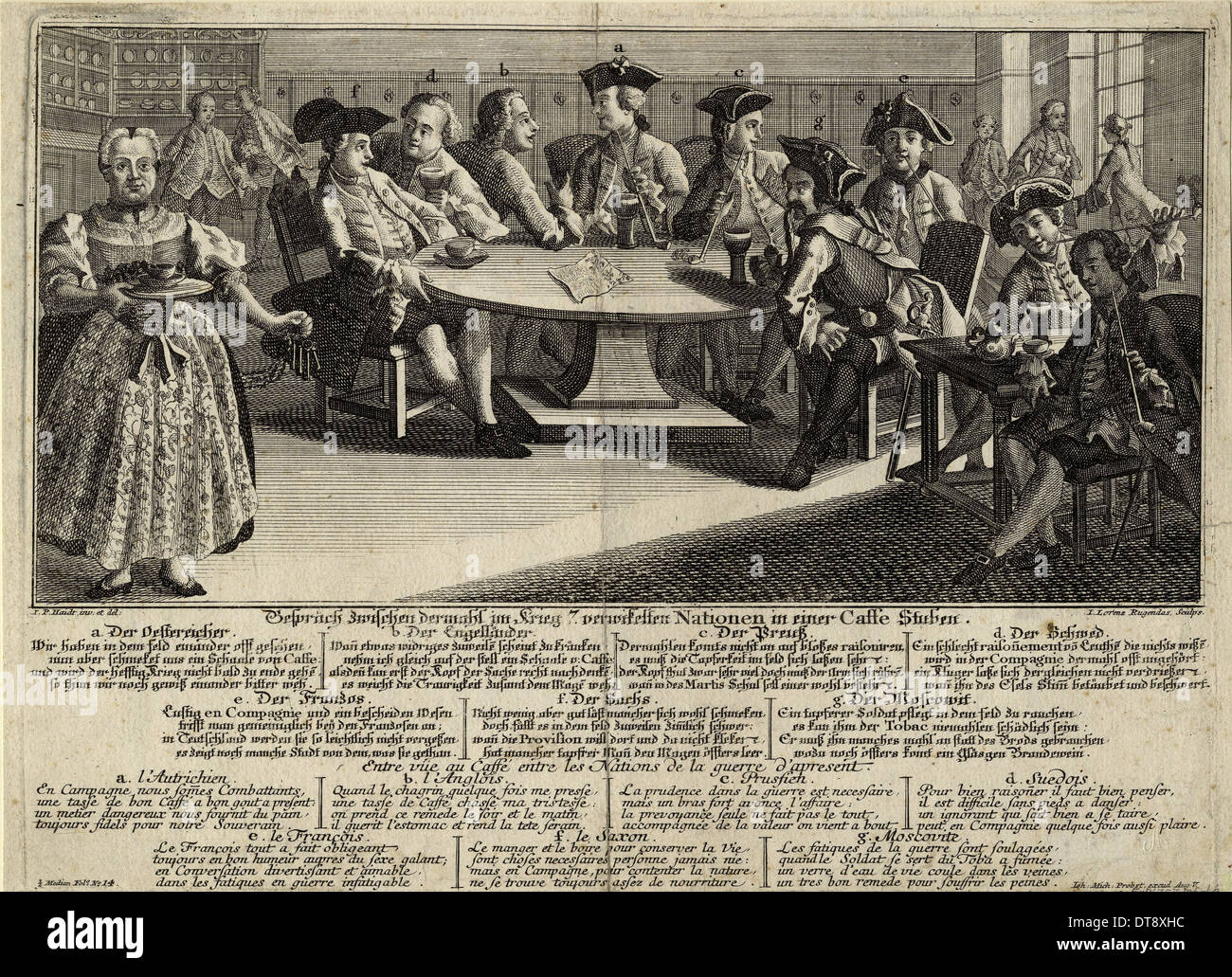 Conversation between 7 nations involved in the war in a cafe, 1757 ...