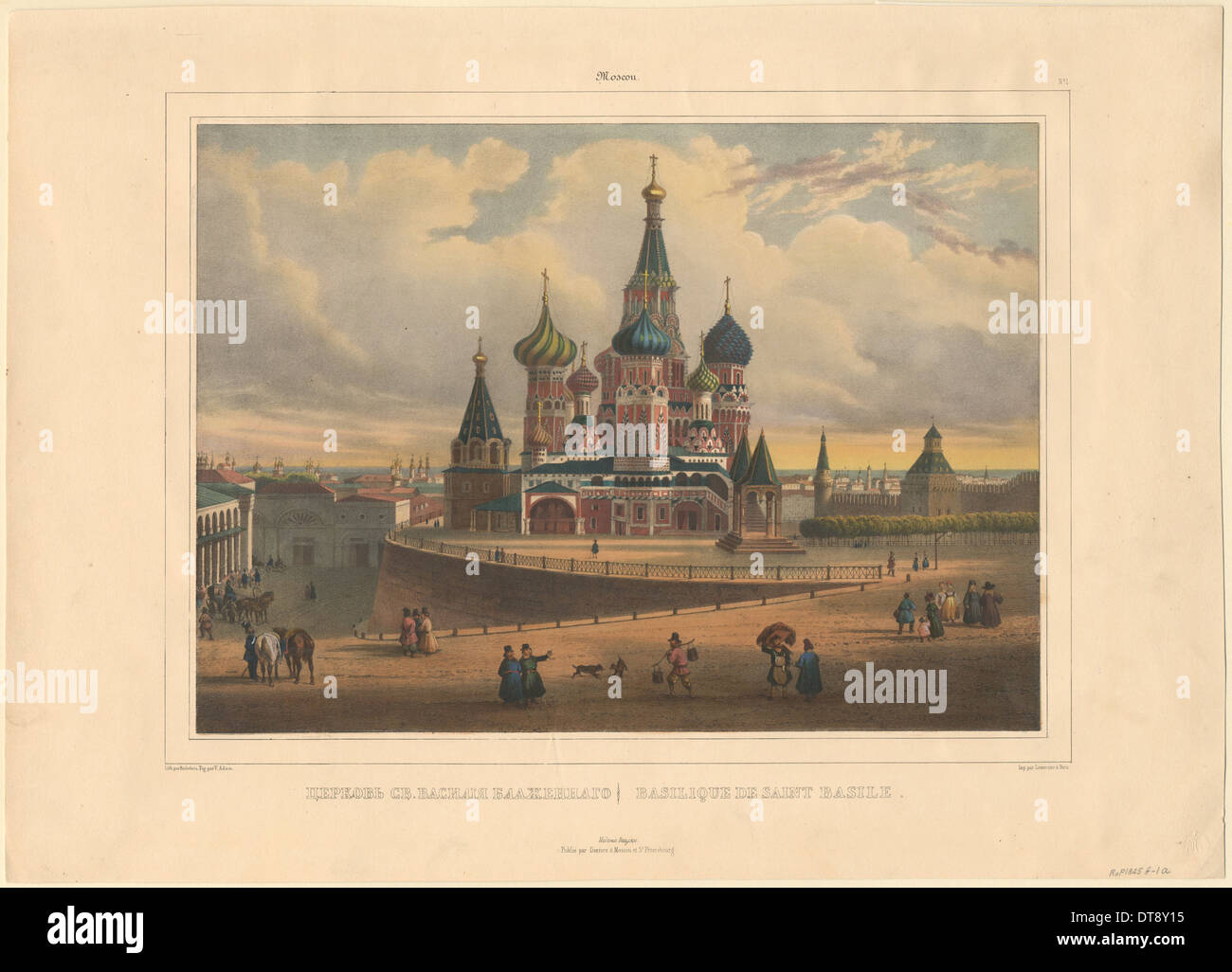 The Basil Cathedral in Moscow, 1845. Artist: Bichebois, Louis-Pierre-Alphonse (1801-1850 Stock ...