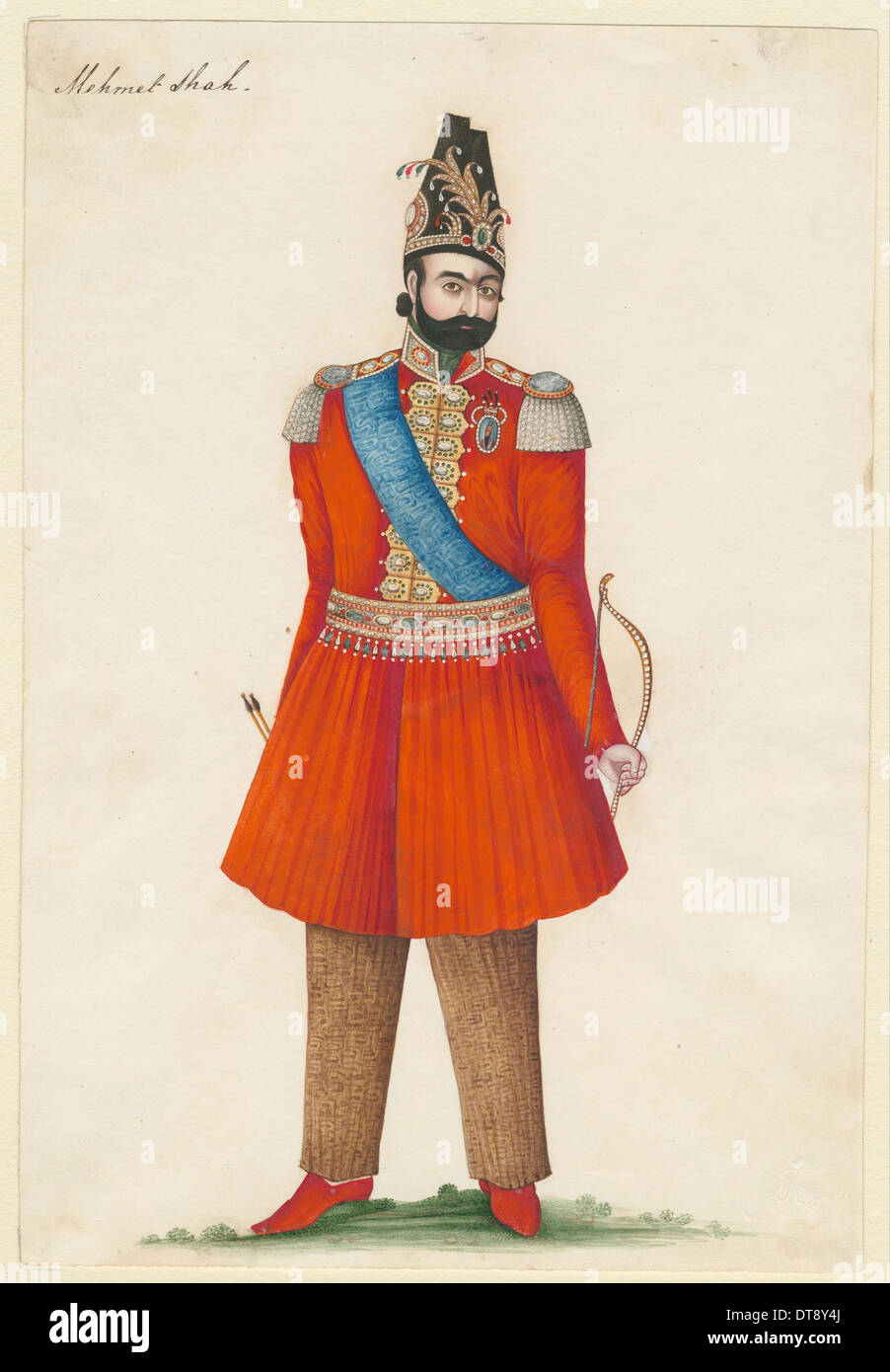 Mohammad Shah Qajar (1808-1848), king of Persia, 1835. Artist: Iranian ...