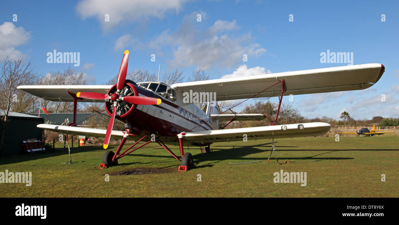 an Antonov AN2 aircraft parked on the ground at Hinton-in-the-Hedges ...