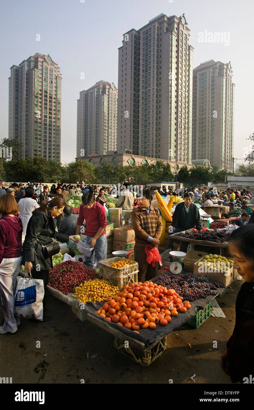 China, Beijing. Fresh vegetable market near the workers stadium Stock ...