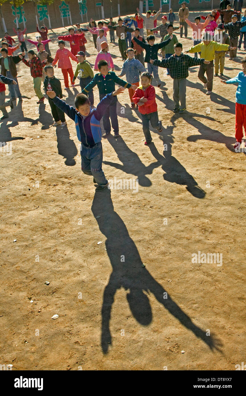 Village and school of Qiau Gia Fang, Huai'an, China. Schools morning ...