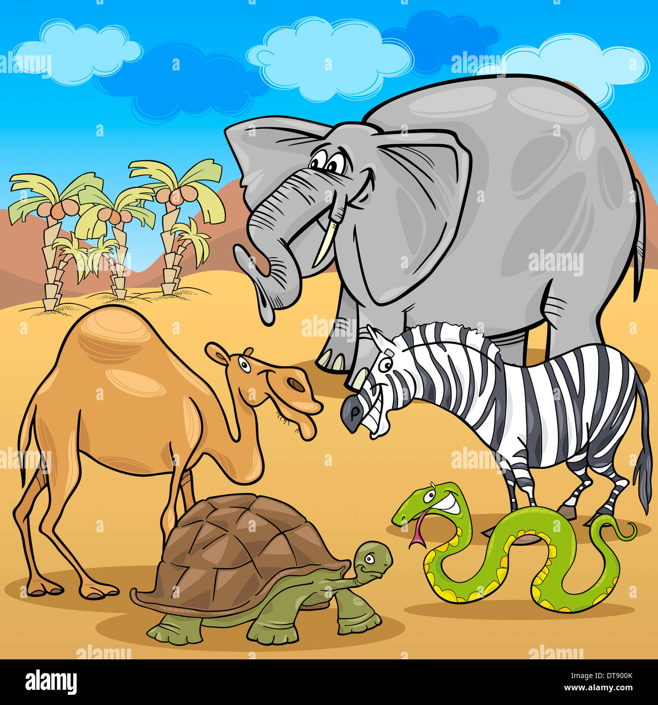 Cartoon african savannah animals wild zoo safari mammals hi-res stock ...