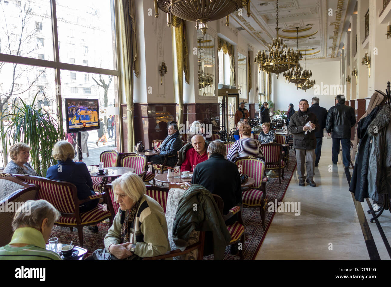 Guests in Hotel Moskva cafe, Belgrade, Serbia Stock Photo - Alamy