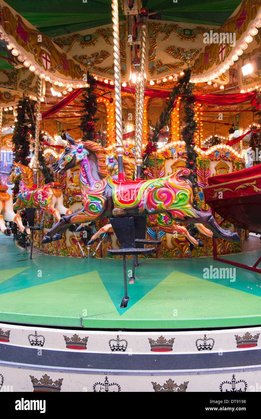 Fairground rides at the Christmas German market Birmingham, West ...