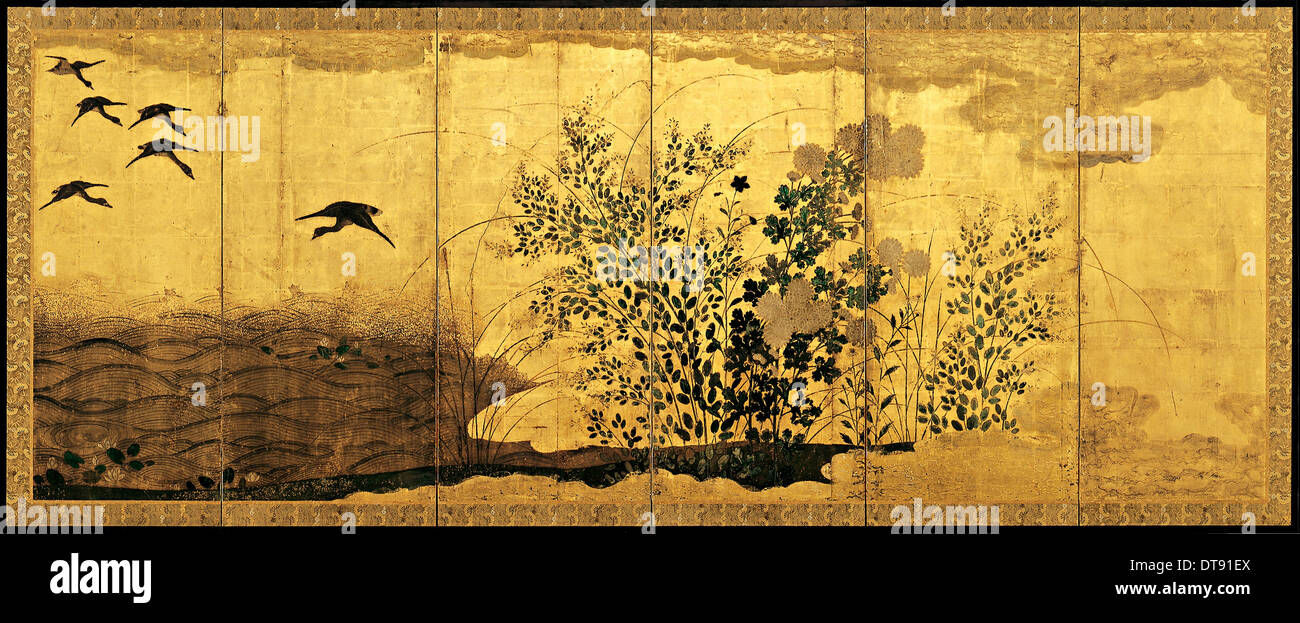 Autumn landscape with wild geese, c. 1650. Artist: Anonymous Stock ...