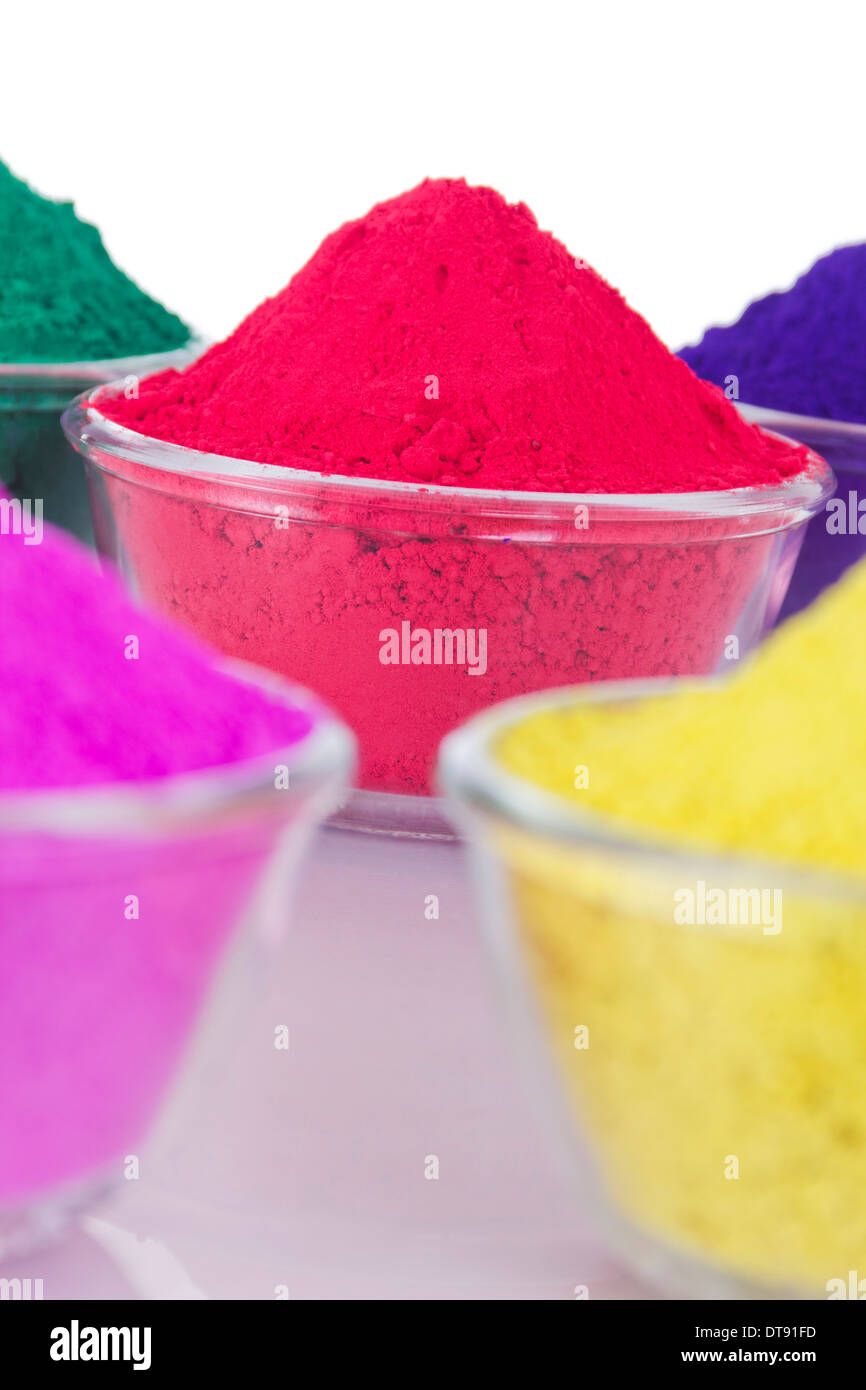 High angle view of powder colour in bowl Stock Photo - Alamy