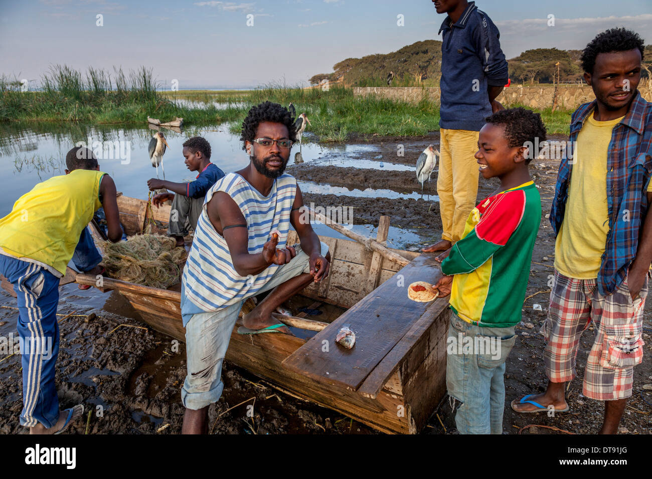 A Fisherman Gutting Fish, The Fish Market, Lake Hawassa, Hawassa ...