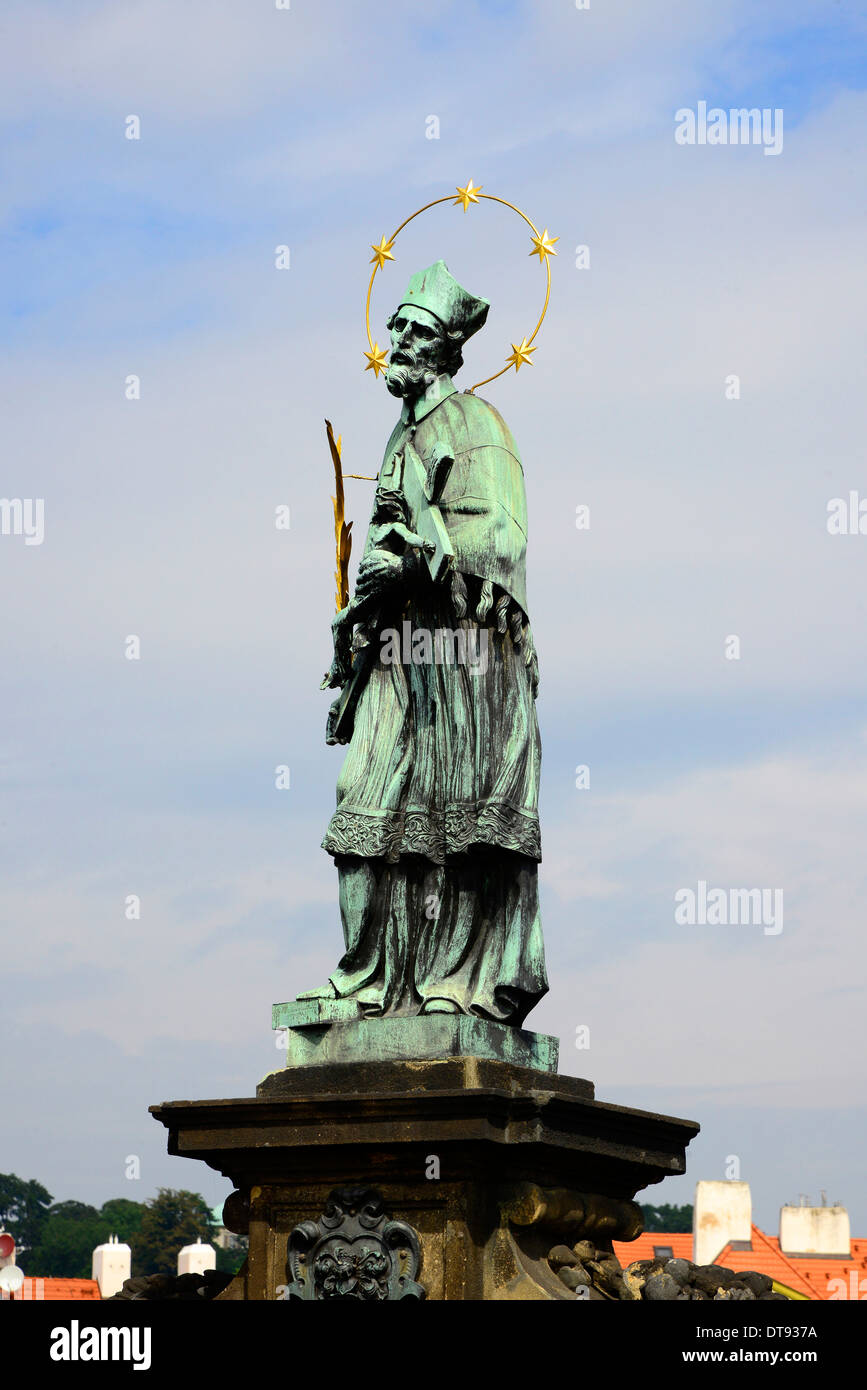 Statue St. John of Nepomuk on Charles Bridge Prague Czech Republic CZ ...
